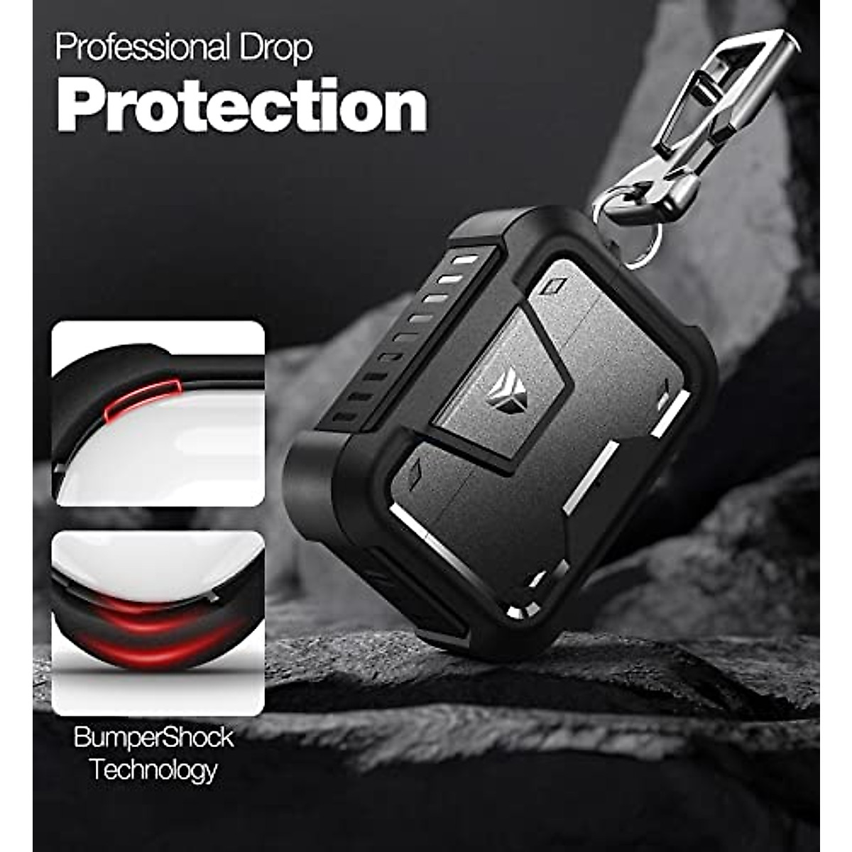 Dexnor Case for Beats Studio Buds 2021/Buds + 2023, Shockproof Protective Cover with Keychain[LED Visible] [Supports Wireless Charging] Full Body Skin for for Beats Studio Buds Women Men-Black