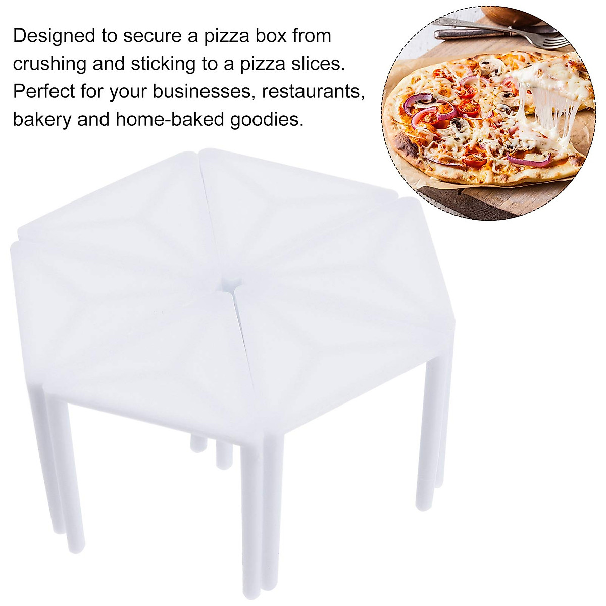 Hemoton Cake Tray 100pcs Plastic Pizza Tabletop Pizza Saver Pizza Box Table Triangle Brackets Pizza Holder White Serving Tray