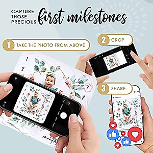 Calloo Baby Monthly Milestone Blanket for Baby Girls, Baby Monthly Milestone Blanket Girl, Baby Month Blanket for Baby Girl, Monthly Baby Milestone Blanket Girl, Baby Growth Chart Blanket 46"x46"