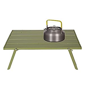 Small Camping Table - Mini Green Folding Beach Picnic Table,Camping Tent Table Camping Meal Portable Coffee Table Home Bed Aluminum Plate Table Army Green ??