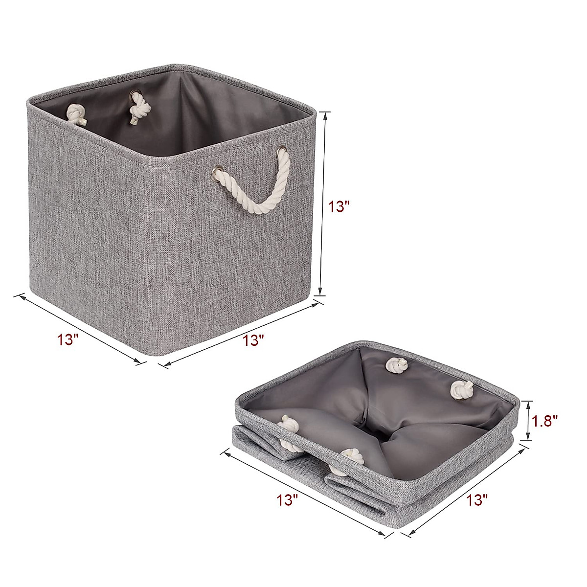 Syeeiex Storage Bins,[3-Pack] 13x13x13 Storage Cube Bins,Collapsible Storage Cubes, Storage Baskets, Storing Cloths, Books on Bedroom or Living Room