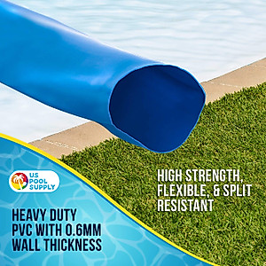 U.S. Pool Supply 1-1/2" x 100' Heavy Duty Blue Flexible Swimming Pool Backwash Hose with Hose Clamp
