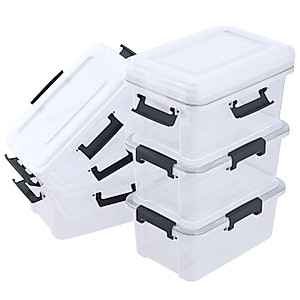 Easymanie 10 Quart Airtight Storage Tote pack of 6, Clear Latching Storage Box
