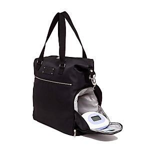 Sarah Wells Lizzy Breast Pump Bag - Compatible with Spectra, Medela, and More - Insulated Cooler Pocket (Black)