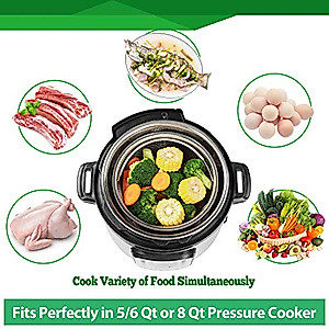 AOZITA Steamer Basket for Instant Pot Accessories 6 qt or 8 quart - 2 Tier Stackable 18/8 Stainless Steel Mesh Strainer Basket - Silicone Handle - Vegetable Steamer Insert, Egg Basket, Pasta Strainer