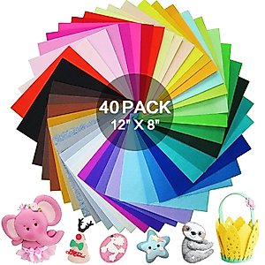 VieFantaisie 40 PCS Felt Fabric Sheets, 12" x 8" Craft Felt Fabric Sheets, Assorted Felt Stiff Fabric Square, Non-Woven Felt Sheets for Kids, DIY Sewing Crafts, Patchwork, School Project