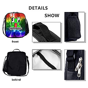 Cartoon Backpack 3PCS Backpack Set 16.5inch School Backpacks with Lunch Bag Pencil Case Fans Gift for Boys Girls Students, line art Q-02