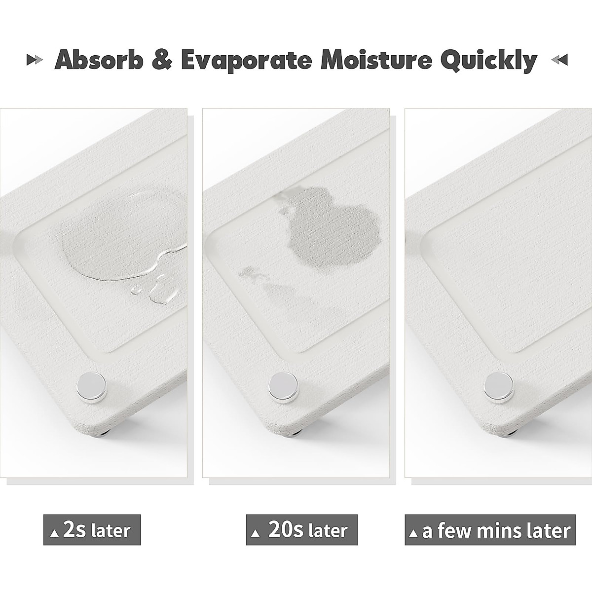 Johamoo Fast Drying Stone Sink Tray, Bathroom Instant Dry Sink Organizer, Diatomaceous Earth Water Absorbing Stone Tray for Kitchen Counter, White