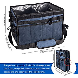 Large Grill and Picnic Caddy Picnic Basket for Griddle/ BBQ rganizer Store All Tools Accessories,Collapsible and Easy Carry Griddle Caddy for Family Outdoor,Camper,Travel,Car,RV