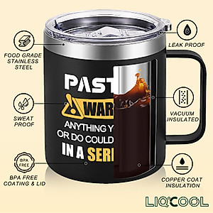 LiqCool Pastor Appreciation Gifts, Pastor Gifts for Men Women, Pastor Warning Insulated Coffee Mug -12 Oz, Funny Gifts for Pastor, Pastor Gifts for Christmas Birthday Anniversary(Black)