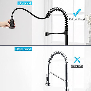 SOKA Kitchen Faucet Oil Rubbed Bronze Commercial Kitchen Sink Faucet with Pull Down Sprayer Kitchen Faucet Bronze with Deck Plate Single Handle Modern Rv Kitchen Faucet ORB, 3 Function Laundry Faucet