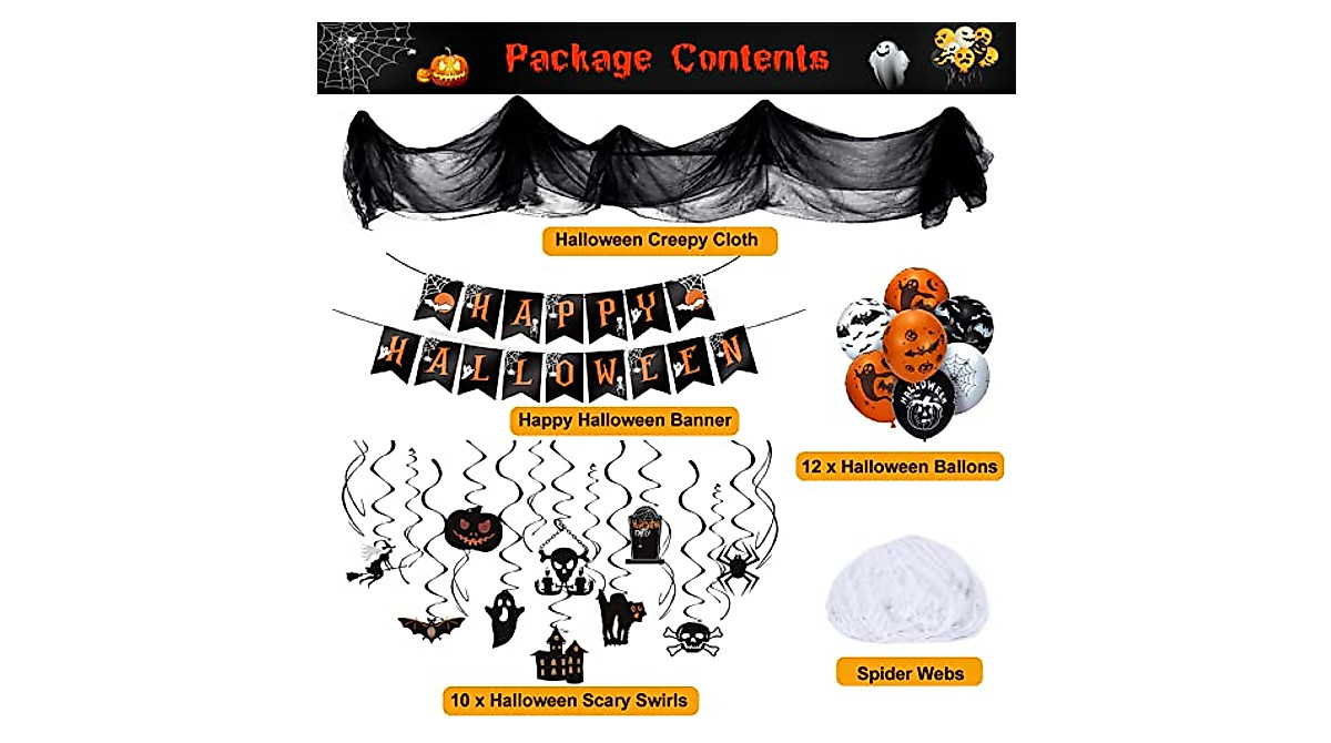 Halloween Party Decorations Kit - Complete Indoor & Outdoor Set