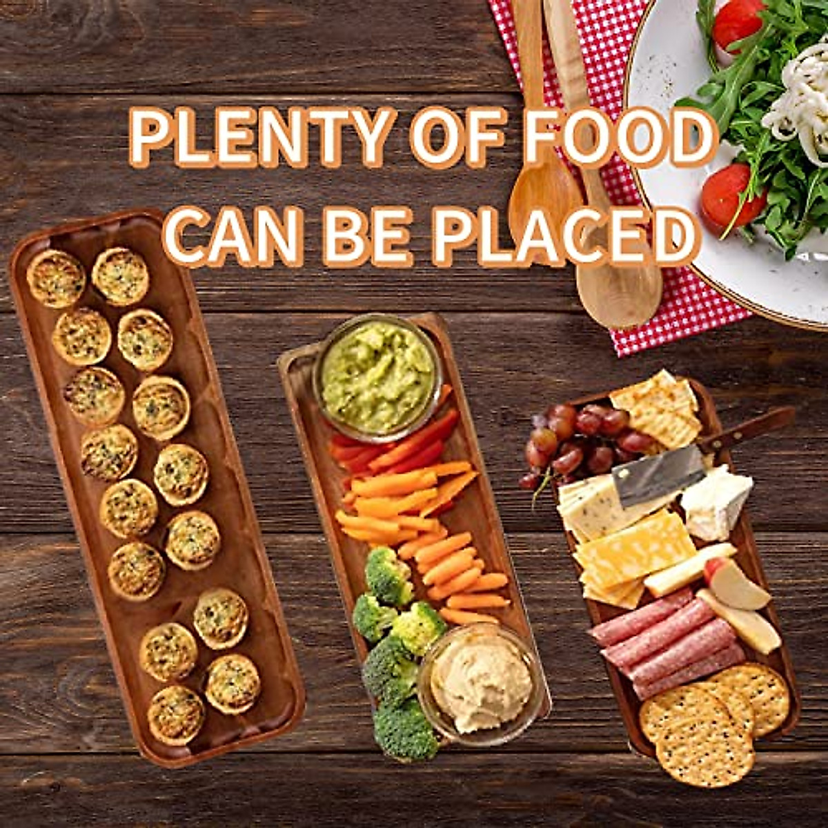 KCRET Wood Tiered Serving Tray 3 Tier Serving Platter Stand, 3 Tier Serving Tray for Party, Fruit Platter Farmhouse Tiered Tray