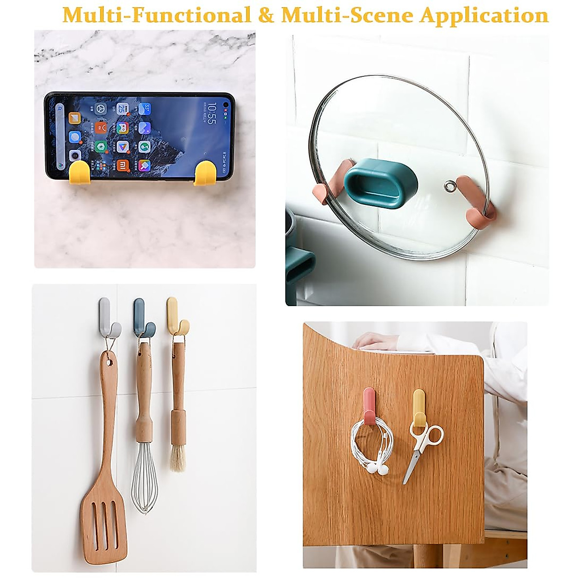 BieFuDan 24 Pack Self Adhesive Hooks Utility Wall Hooks Key Hooks for Wall Decorative Key Holder Rack Command Hooks for Towels, Hats, Entryway,Bathroom, Kitchen, Living Room, Office