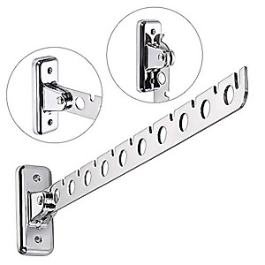 Sumnacon 14.4 Inch Stainless Steel Clothes Hanger Rack, 2 Pcs Wall Mounted Folding Garment Hooks, Space Saver Clothing and Closet Rod Storage Organizer for Laundry Room Bedroom Bathroom Kitchen