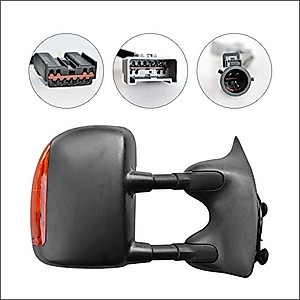 Perfit Zone Towing Mirrors Replacement Fit for 1999-2007 F250 F350 F450 F550 Super Duty 2001-2005 Excursion Pickup Truck Power Heated With Amber Signal in Pair
