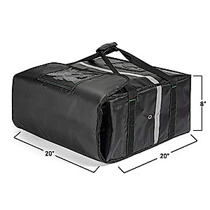 Homevative Insulated Pizza & Food Delivery Bag, fits 4 Large Pizzas or Trays, 20" x 20" x 8", Black
