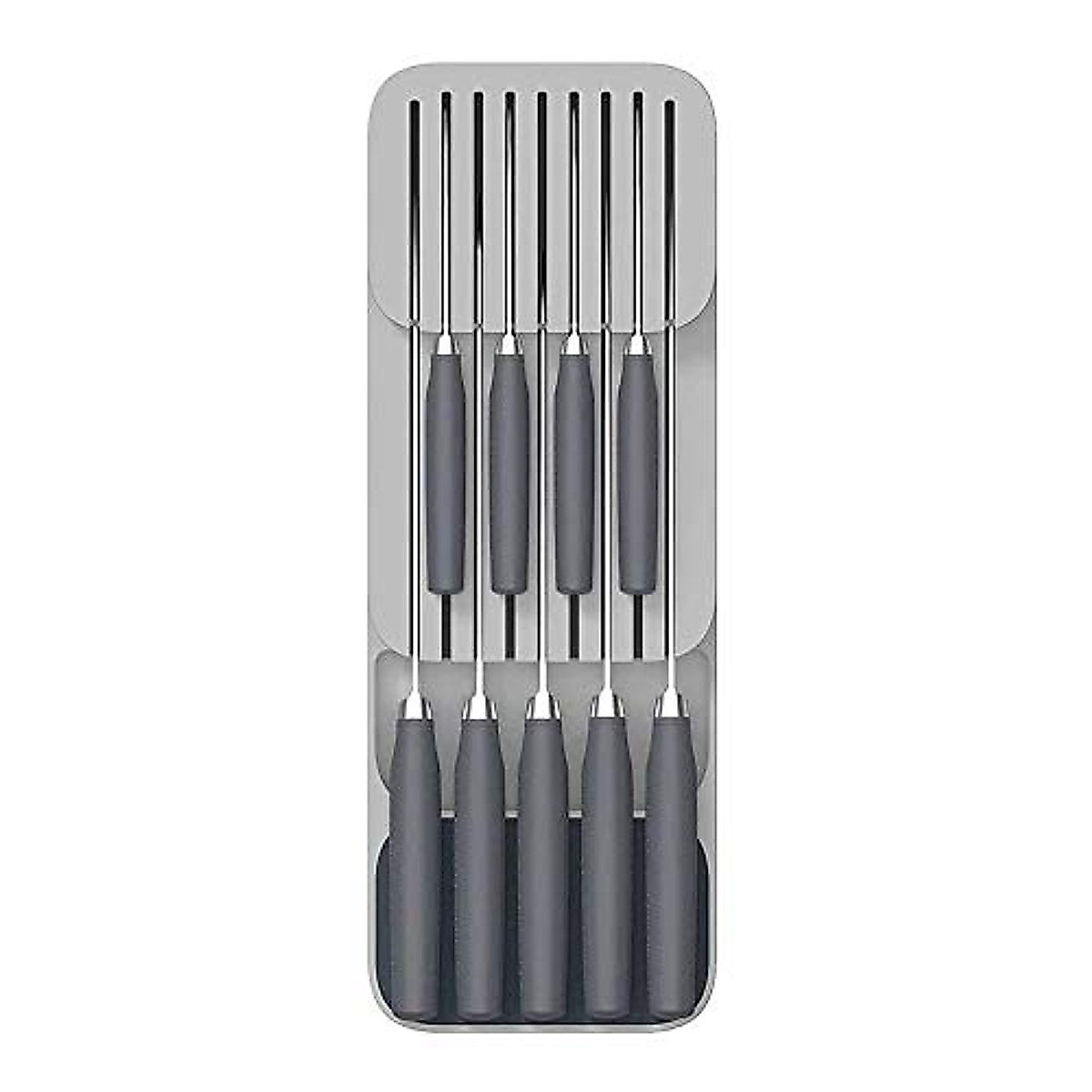 axGear Kitchen Drawer Organizer Tray for Knives Knife Block Cutlery Storage Grey