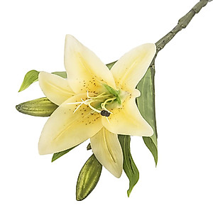 Joostee 8PCS Artificial Lily 3 Heads Fake Lily Artificial Flower for Wedding Home Party Garden Office Decor (Yellow)