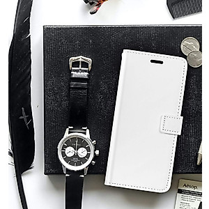 for Emporia Smart 4 Case, Premium PU Leather Magnetic Flip Case Cover with Card Holder and Kickstand for Emporia Smart 4 (4.95”) White