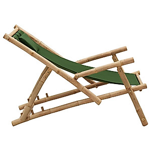 ULUYYUC Deck Chair,Beach Chairs Leisure Chairs Lawn Chairs Cafe Chairs Garden Chairs Recliner Chair Suitable for patios, Pools, Parties and porches Bamboo and Canvas Green
