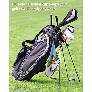 Golf Towel Christmas Snowman Xmas Tree Cardinal Blue,Waffle Pattern Microfiber Club Cleaner Golf Towels with Carabiner Clip for Women Men Dad,Winter Snowflake Golf Towel for Golf Bags,24x16in