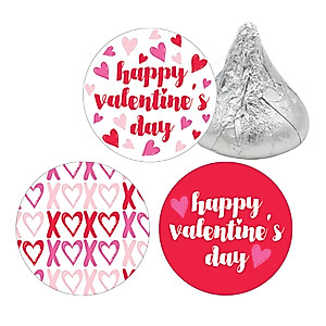 Valentine's Day Stickers for Kids, Valentine Label Stickers for Chocolate Kisses Candy - 180 Count