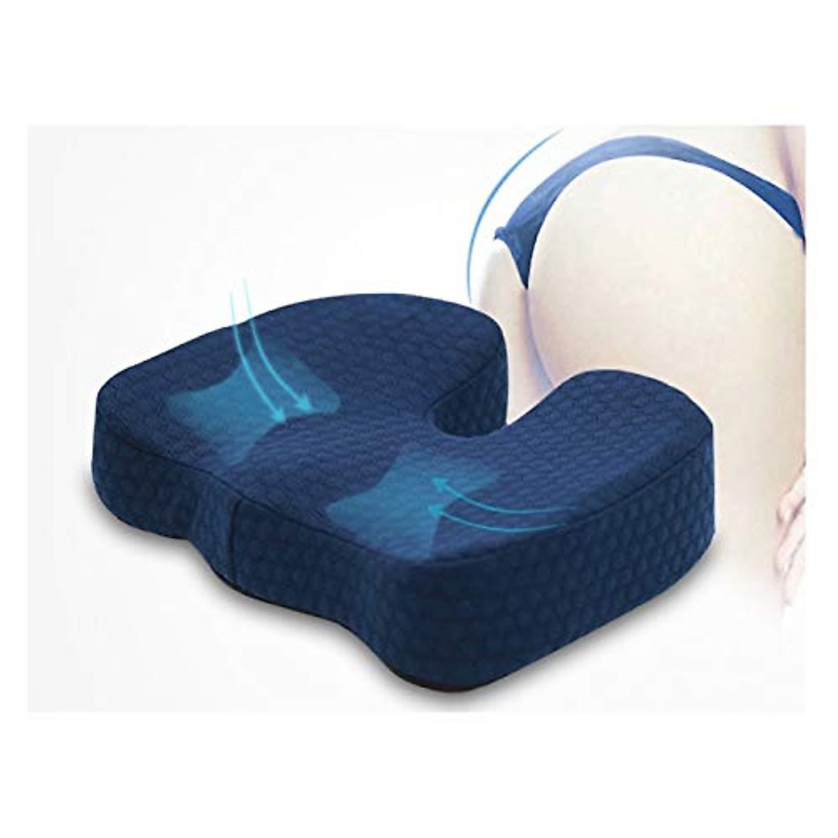 HHWKSJ Memory Foam Seat Cushion - Sciatica, Lower Back Support and Pain Relief - Fits Most Office, Desk, Computer Chairs and Car Seats