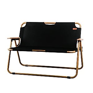 BIGTREE 2-Person Folding Chairs Portable Outdoor Camping Durable Fishing Loveseat Chair for Patio Lawn Picnic BBQ Beach Support 400 lbs - Black