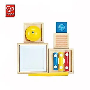 Hape Stacking Music Set | Colorful 6 Piece Musical Box Toy, Wooden Set for Kids 18 months+