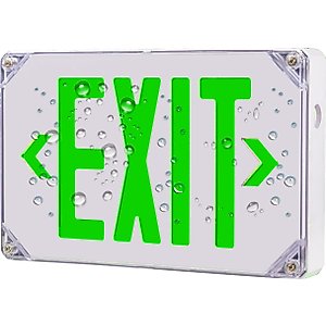 Ciata Green LED Emergency Exit Sign for Fire Escapes, Doors, and Hallways, Indoor and Outdoor Safety, Waterproof Wet Rated, Battery Backup, Universal Wall or Ceiling Mount