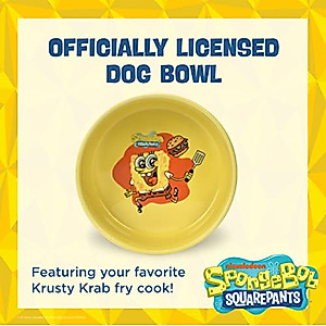 SpongeBob SquarePants for Pets Krabby Patty Dog Food Bowl, 6 Inch | Spongebob Dog Bowls, Ceramic Dog Bowls for Medium Sized Dogs and All Dogs, Food Bowl Holds 3.5 Cups, Yellow, FF16932