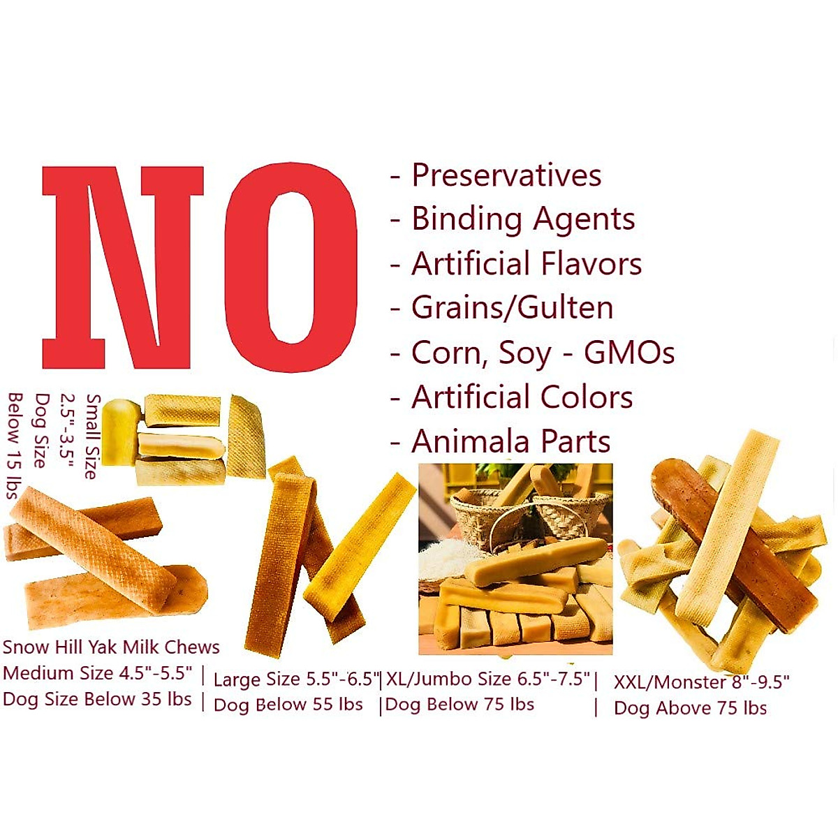 Snow Hill Yak Milk Cheese Dog Chews Large Multi Choice Long Lasting Odor Stain Gluten GMO Free Protein-Rich Treats (Large 3 pcs)