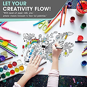 White Art Easel Paper Roll (18 Inch by 75 Feet) – 100% Recyclable Non-Yellowing Arts and Crafts Bond Paper for Paper Tablecloths, Bulletin Board Backing and Wall-Mount Note Stations