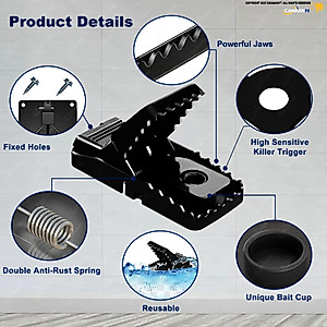 CANAANIN 𝐋𝐚𝐫𝐠𝐞 𝐑𝐚𝐭 𝐓𝐫𝐚𝐩𝐬 𝐌𝐨𝐮𝐬𝐞 𝐓𝐫𝐚𝐩𝐬 Indoor Outdoor 𝐒𝐧𝐚𝐩 𝐓𝐫𝐚𝐩 for Gophers 𝐂𝐡𝐢𝐩𝐦𝐮𝐧𝐤 𝐓𝐫𝐚𝐩 That Work Quick Effective Safe for Rodents Mouse Chipmunk 6 Pack