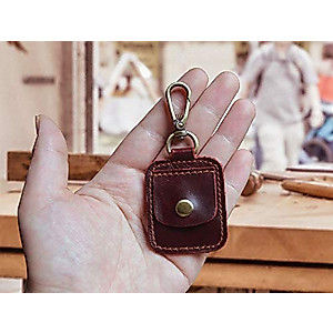 AA Medallion or Coin Holder, Leather Key Chain Snap Open Leather Case (Reddish Brown)