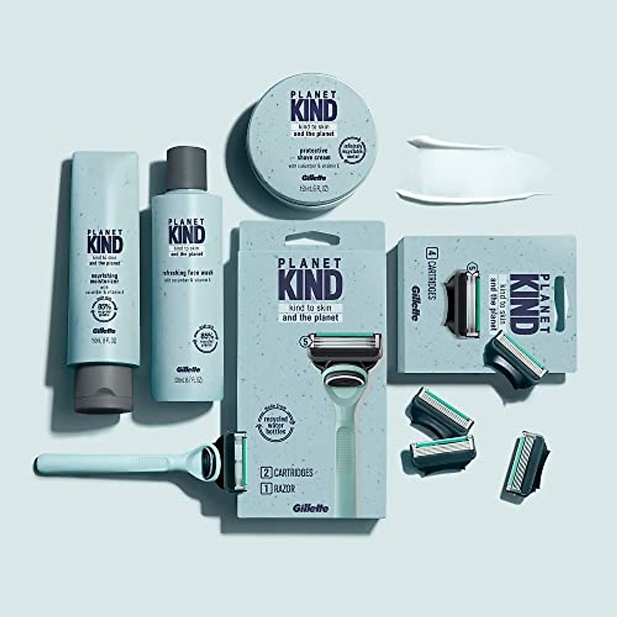 Gillette Planet Kind 5-Blade Razor Kit 1 Handle + 2 Cartridges