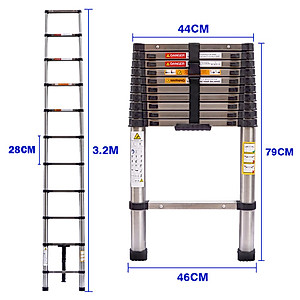 Telescopic Loft Ladder 3.2m/10.5ft Telescoping Extension Foldable Ladder Folding Attic Ladder 11 Steps for Multipurpose, 330lb Load Capacity