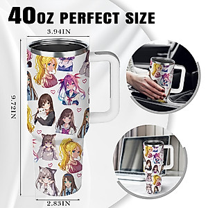 NIAXAUYT Anime Gifts for Women Girls, 40oz Just A Girl Who Really Loves Anime Tumbler With Handle, Birthday Gifts for Anime Lovers/Fans Girls Cup, Anime Themed Gifts Ideas for Teen Sister Friends Mug