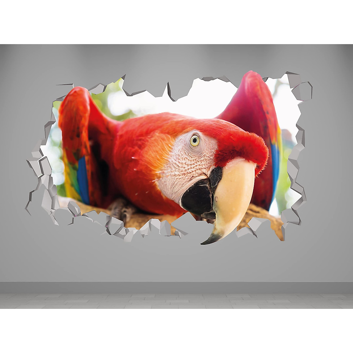 Macaw Parrot Wall Decal - Bird Sticker Decor - Parrots Tropical Wall Decor - Tropical Wall Decal - Animals Room Decor - Stickers for Kids Nursery Bedroom (24"W x 14"H (60cm x 36cm))