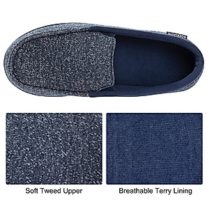 RockDove Men's Tweed Memory Foam Moc Slipper, Size 12 US Men, Navy