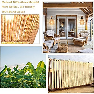 ZECOXOL Plug-in Wall Sconces Set of Two, Rattan Boho Decor Wall Lamps with Plug-in Cord, Wicker Sconces for Bedroom & Living Room