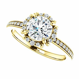 SISGEM 10K 14K 18K Solid Gold Engagement Rings for Women,Set 1.19/2.19 carat(cttw) Round Cut Moissanite Rings Wedding Engagement Anniversary Promise Bridal Bands with Engraved Name (18K-Gold)