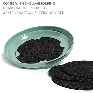 Barnyard Designs Kitchen Compost Bin Kitchen Counter Indoor Compost Bin, Countertop Compost Bin with Lid, Composting Bin Food Waste Composter Bin Cycler Bucket with Filter, 1.2 Gallon 7”x9.5”, Mint