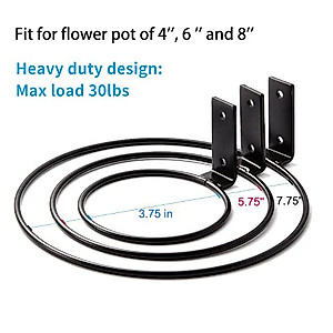 Plant Holder Ring 6 Inch Wall Mounted, 6 Pack Flower Pot Hangers Metal Plant Stand Hanging Bracket Basket Hooks