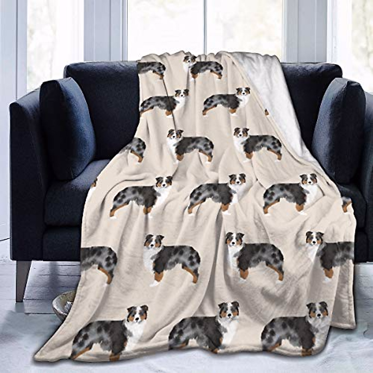 KZEMATLI Australian Shepherd Sherpa Fleece Blanket Throw for Home Office Travel Couch Sofa Warm Cozy Lightweight Fleece Bed Blanket Gift 50x40 inch