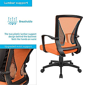Furmax Office Chair Mid Back Swivel Lumbar Support Desk Chair, Computer Ergonomic Mesh Chair with Armrest (Orange)