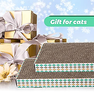 PrimePets Wide Cardboard Cat Scratcher, 3 Pack Reversible Cat Scratch Pad with Box, Flat Corrugated Board Replacement for Furniture Protection, Catnip Included