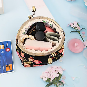 Oyachic Floral Coin Purse,Cute Flower Change Purse,Vintage Wallet with Clasp,Coin Holder Pouch for Woman Girls