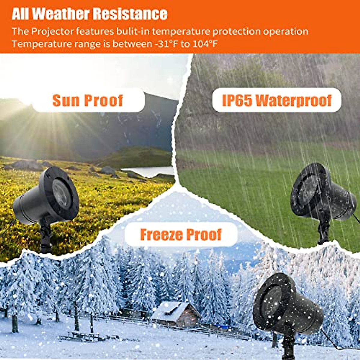 Christmas Lights Snowflake Projector Outdoor - LED Indoor Rotating White Snow Snowfall Night Light Projector Waterproof for Wedding Party Home Decoration Lighting Xmas Gift New Year Holiday